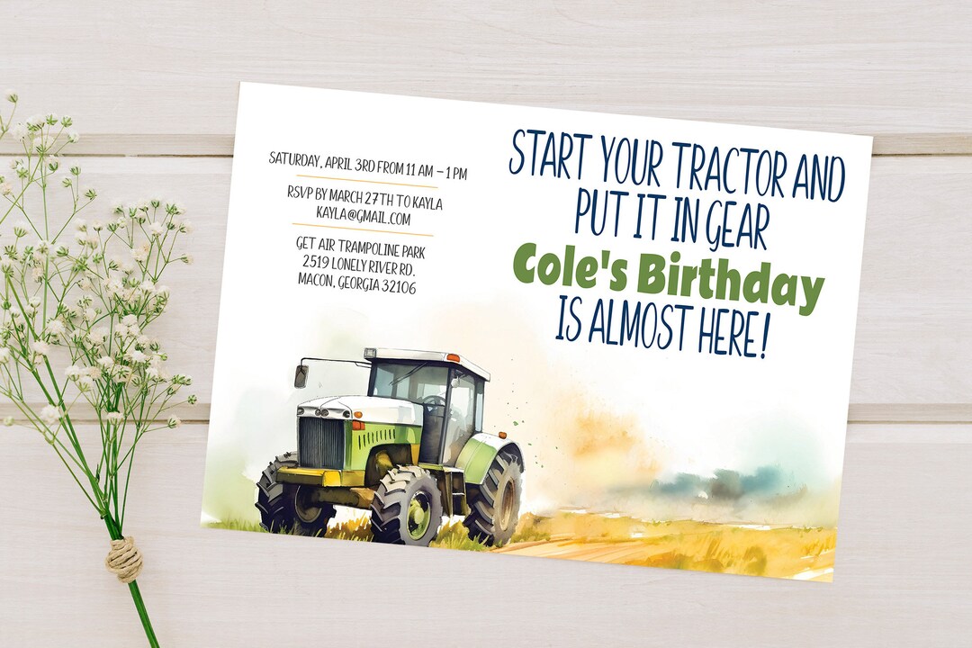 Little Kids Tractor Birthday Invitation, Tractor Party, Tractor Invite ...
