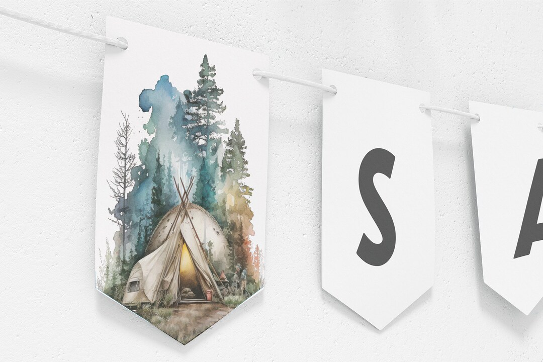 Camping Banner, Editable Party Banner, Editable Camping Banner Template ...