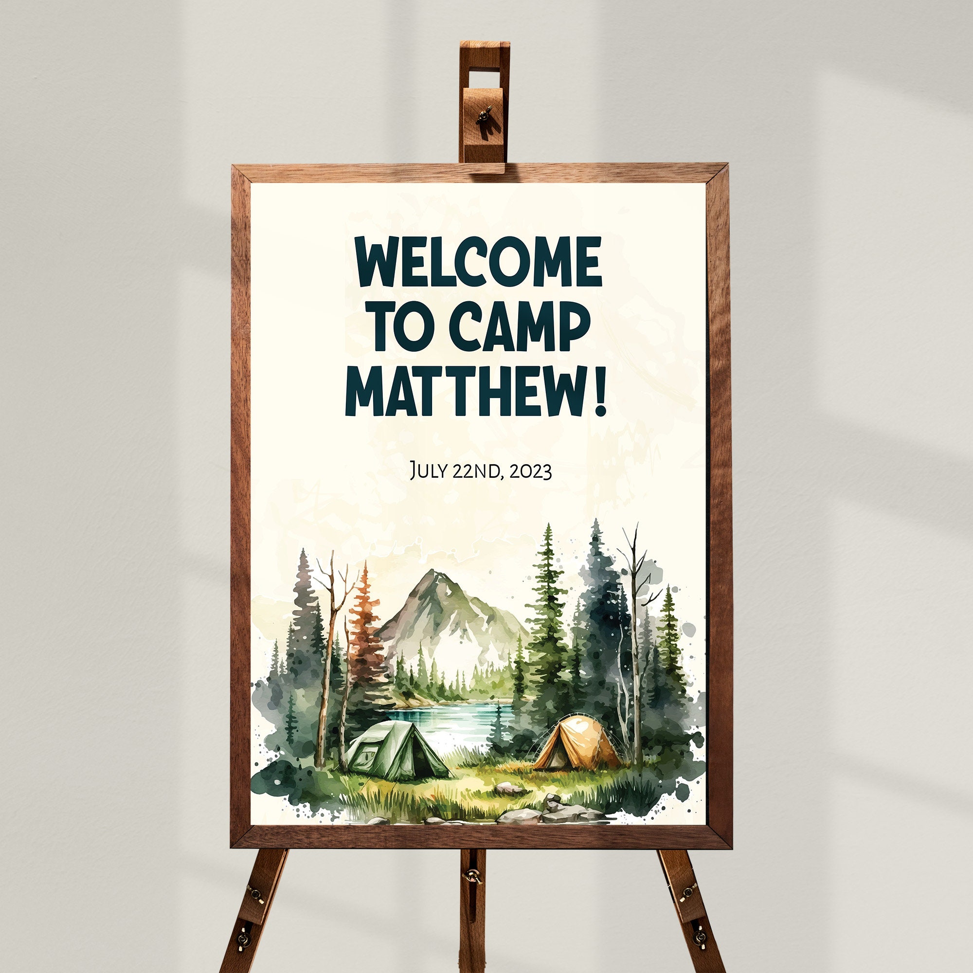 Editable Camping Birthday Party Poster, Welcome Camping Poster ...