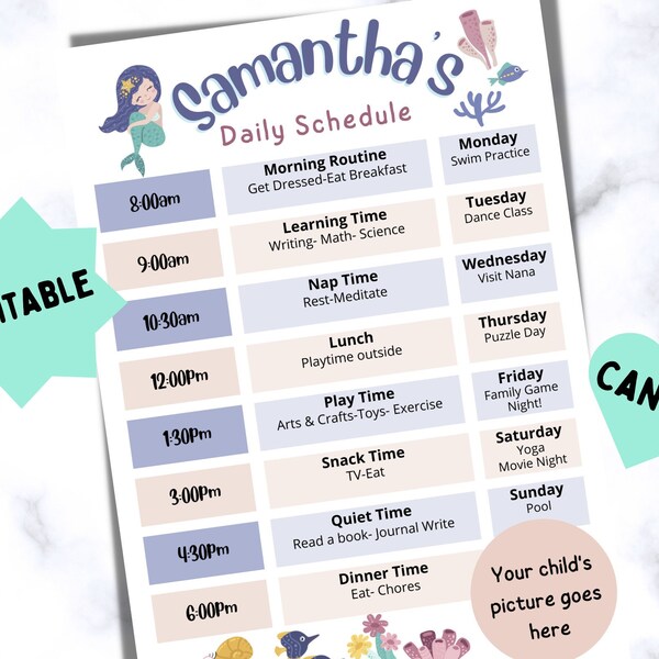 Editable Schedule Printable Daily Planner Everyday Routine Schedule ...