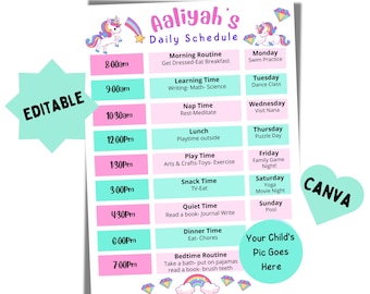 Editable Daily Schedule, Printable Daily Planner, Everyday Routine ...