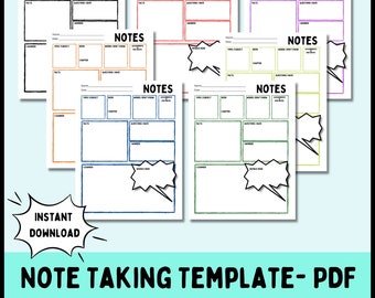 Note Taking Template Withsections - Etsy