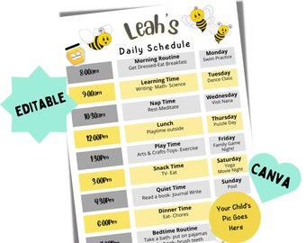 Editable Schedule Printable Daily Planner Everyday Routine Schedule ...