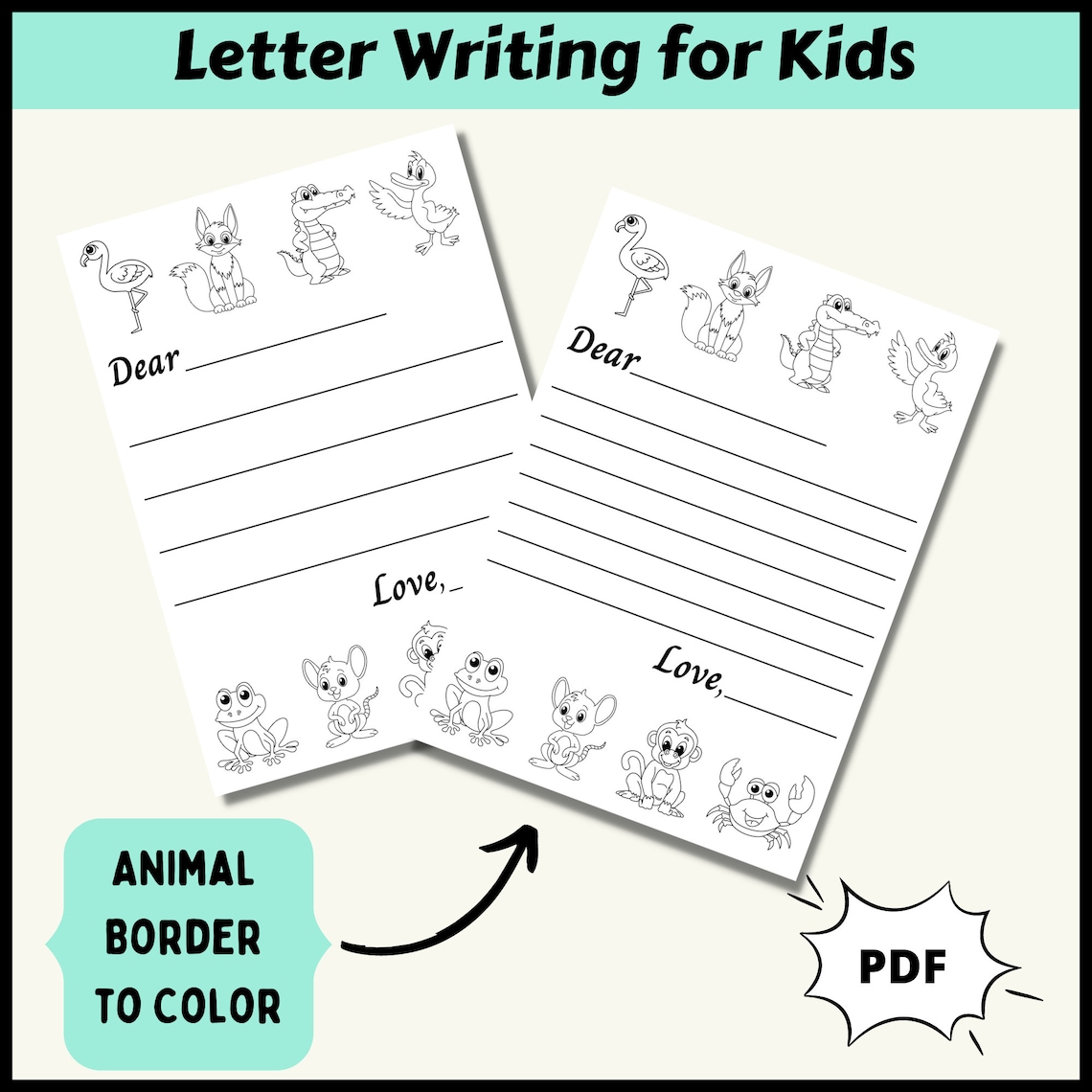 Letter Writing Set for Kids Printable Stationary for - Etsy