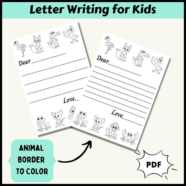 Letter Writing Set for Kids Printable Stationary for Kids - Etsy