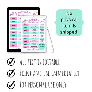 Editable Schedule Printable Daily Planner Everyday Routine Schedule ...