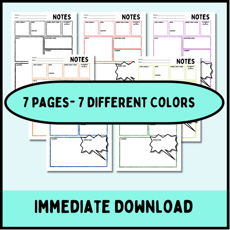 Printable Student Notes Note Writing Template Set Back to School ...