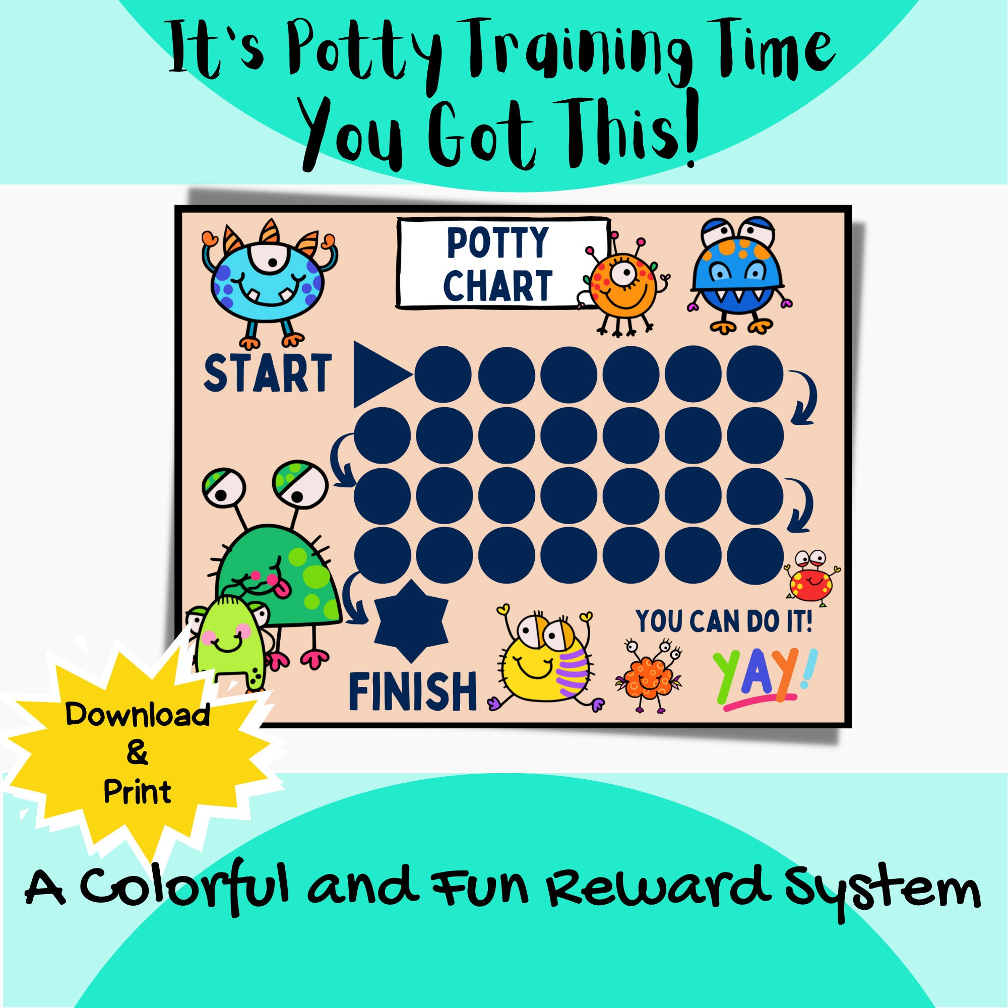Potty Training Chart for Toddlers Home and Daycare Positive Behavior ...