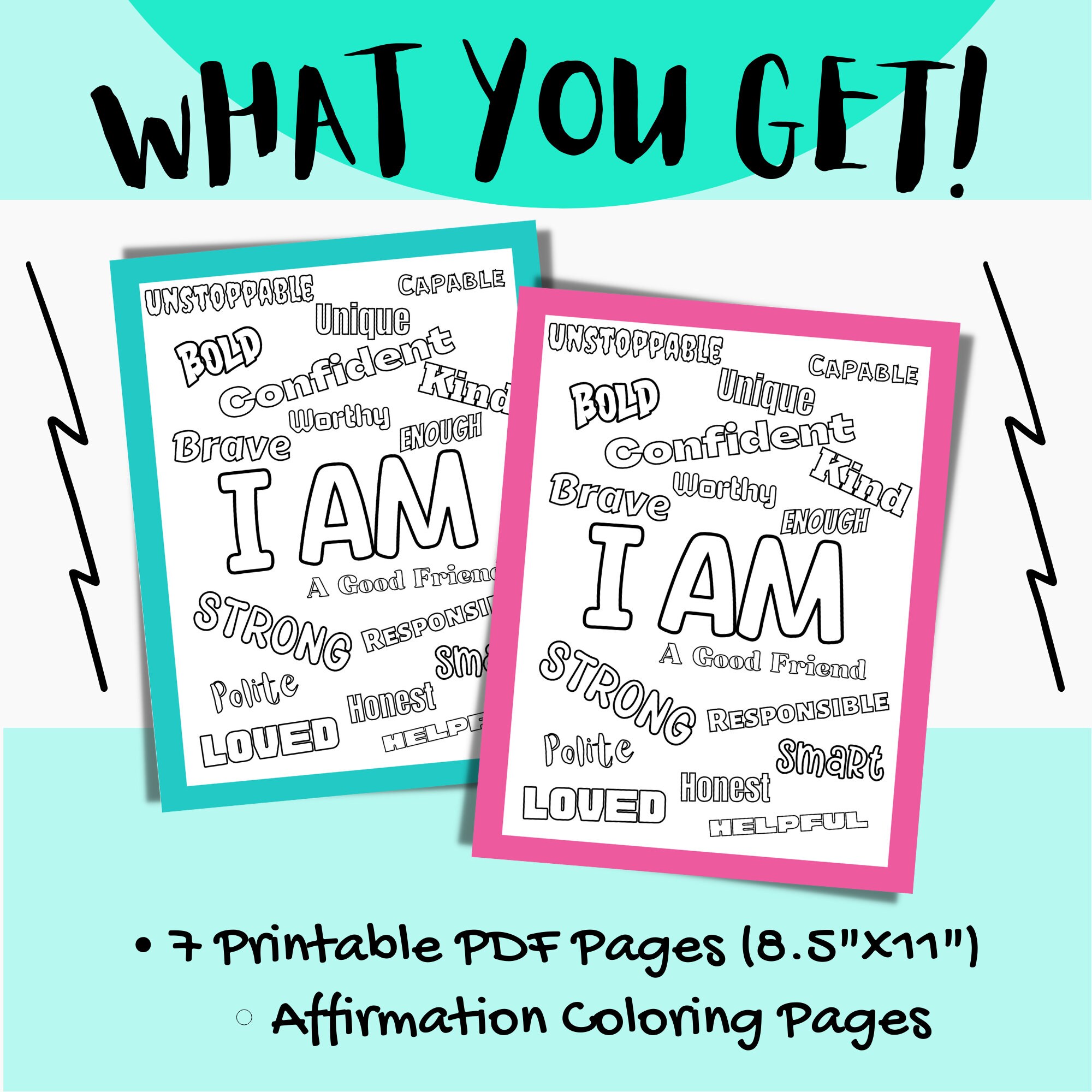 Positive Affirmations Activities for Kids Printable Motivational ...