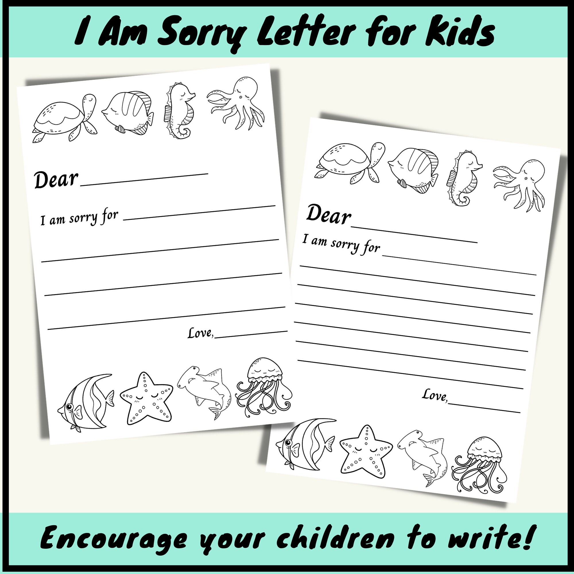 Letter Writing Set for Kids, Printable Stationary for Kids, Lined Paper ...