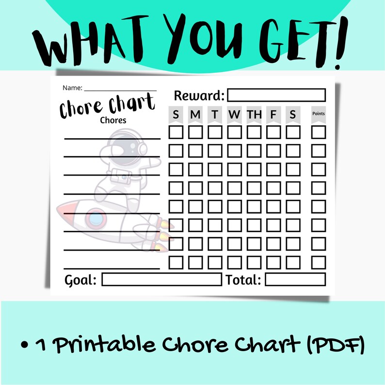 Chore Chart for Kids Chore Tracker Goal Setting for Children Chore ...
