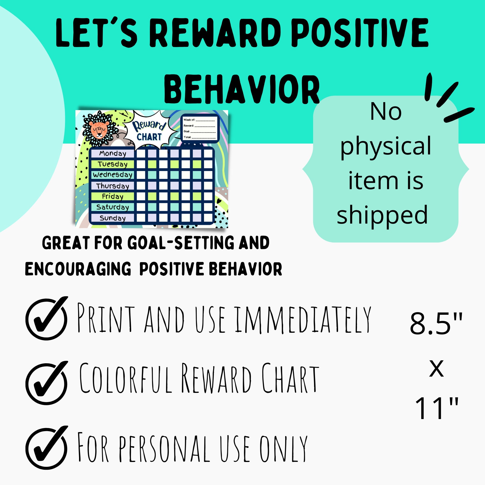 Reward Chart for Kids Toddlers Daycare and Classrooms Positive Behavior ...