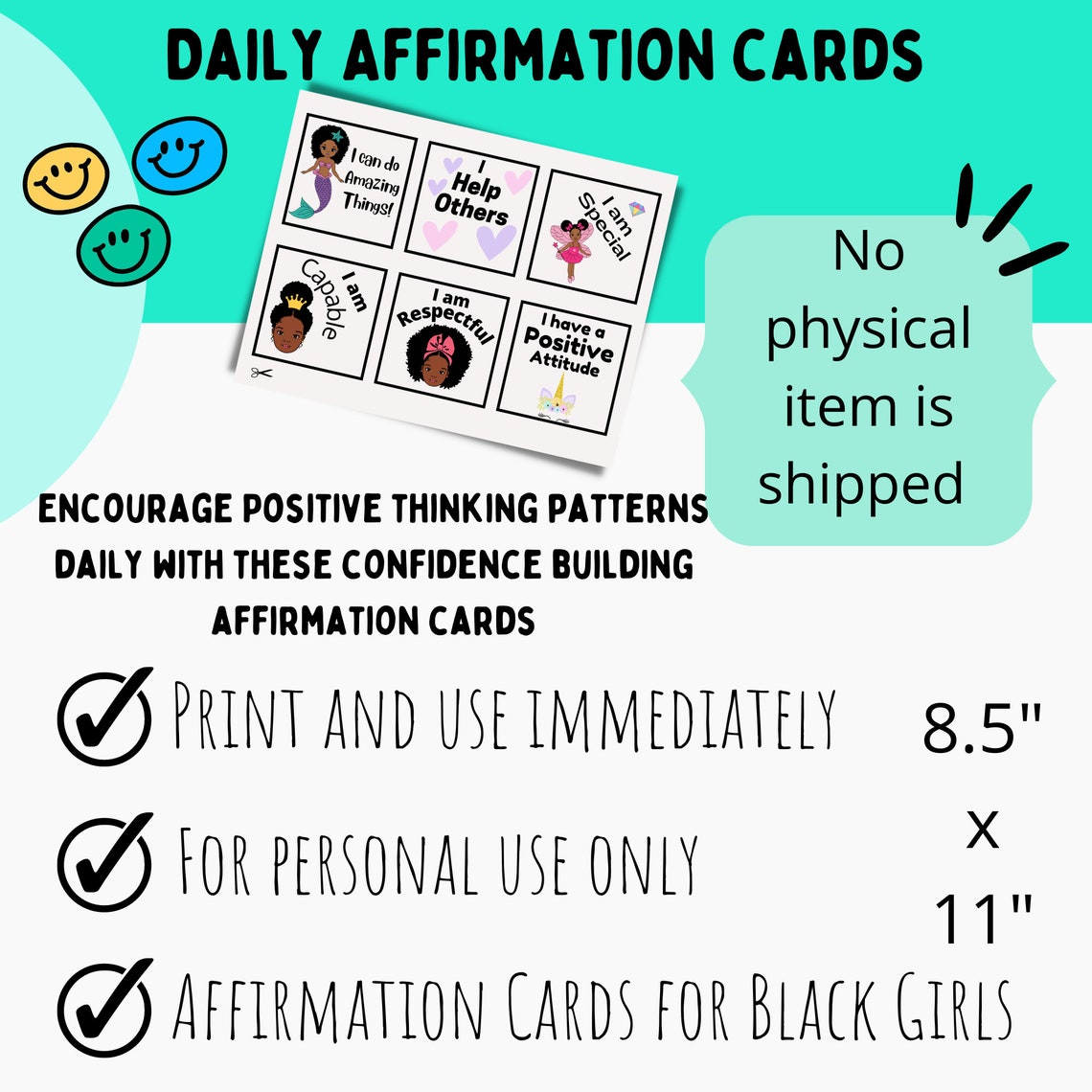 Affirmations for Black Girls Affirmation for Girls Self Love Black Girl ...
