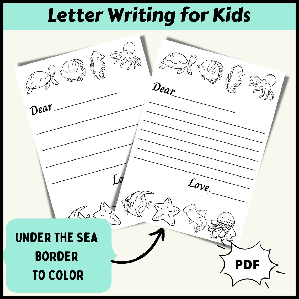 Letter Writing Set for Kids, Printable Stationary for Kids, Lined Paper ...