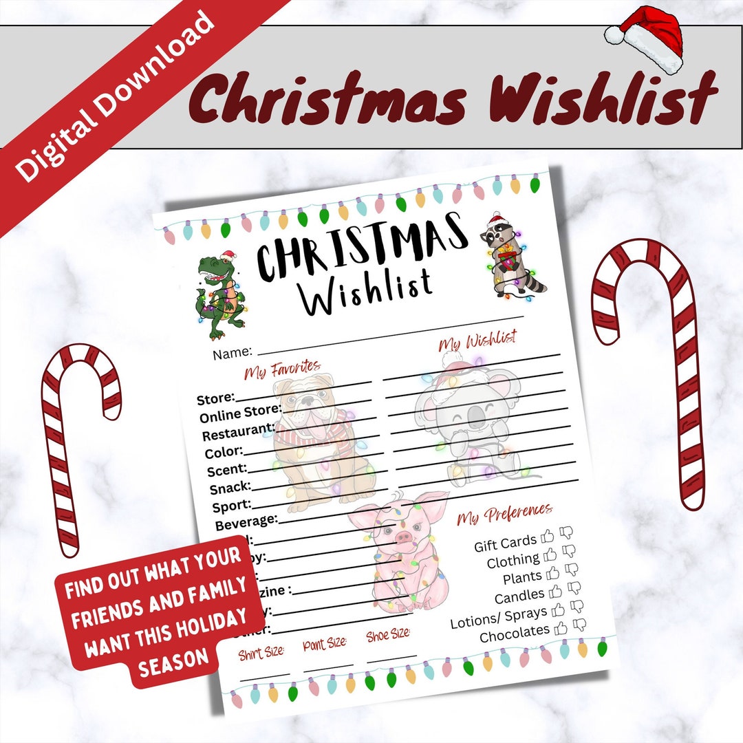 Christmas Wishlist, Holiday Gift Exchange List, Holiday Gifts List ...