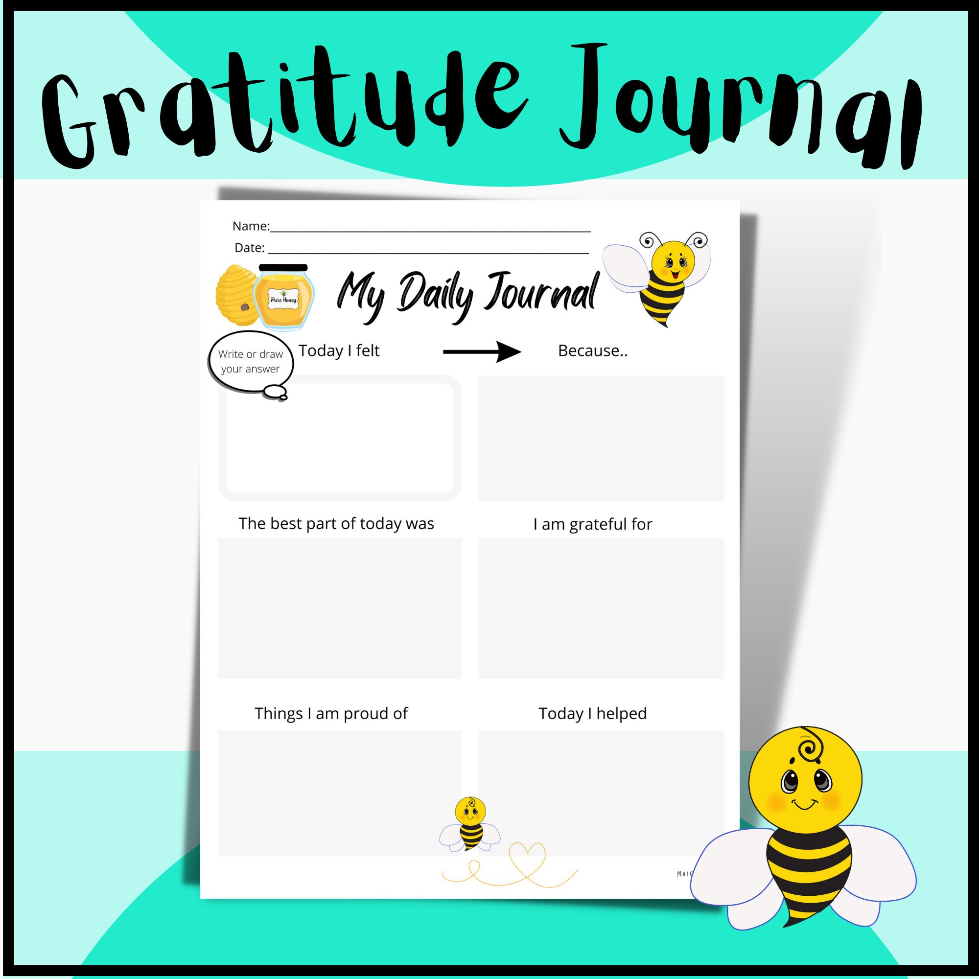 Daily Gratitude Journal for Kids Gratitude Pages Writing - Etsy