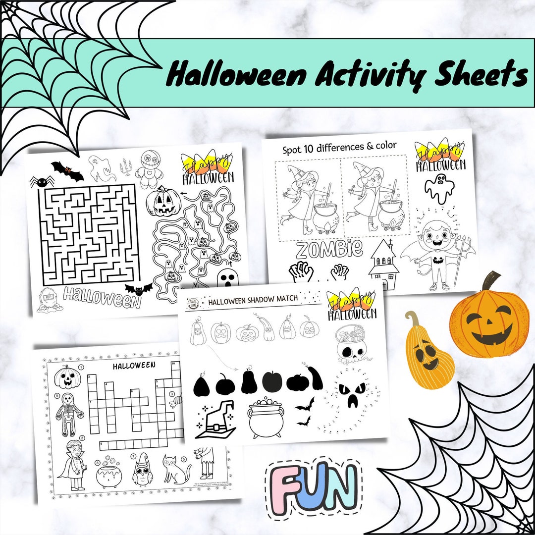 Family Activity Halloween Kid Activity Pages Printable Worksheets Party ...