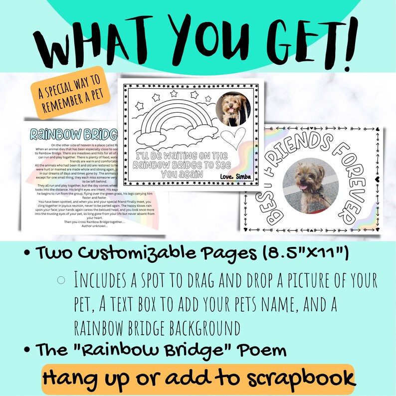 Pet Loss Gift Personalized Pet Activity for Kids Pet Bereavement Pet ...