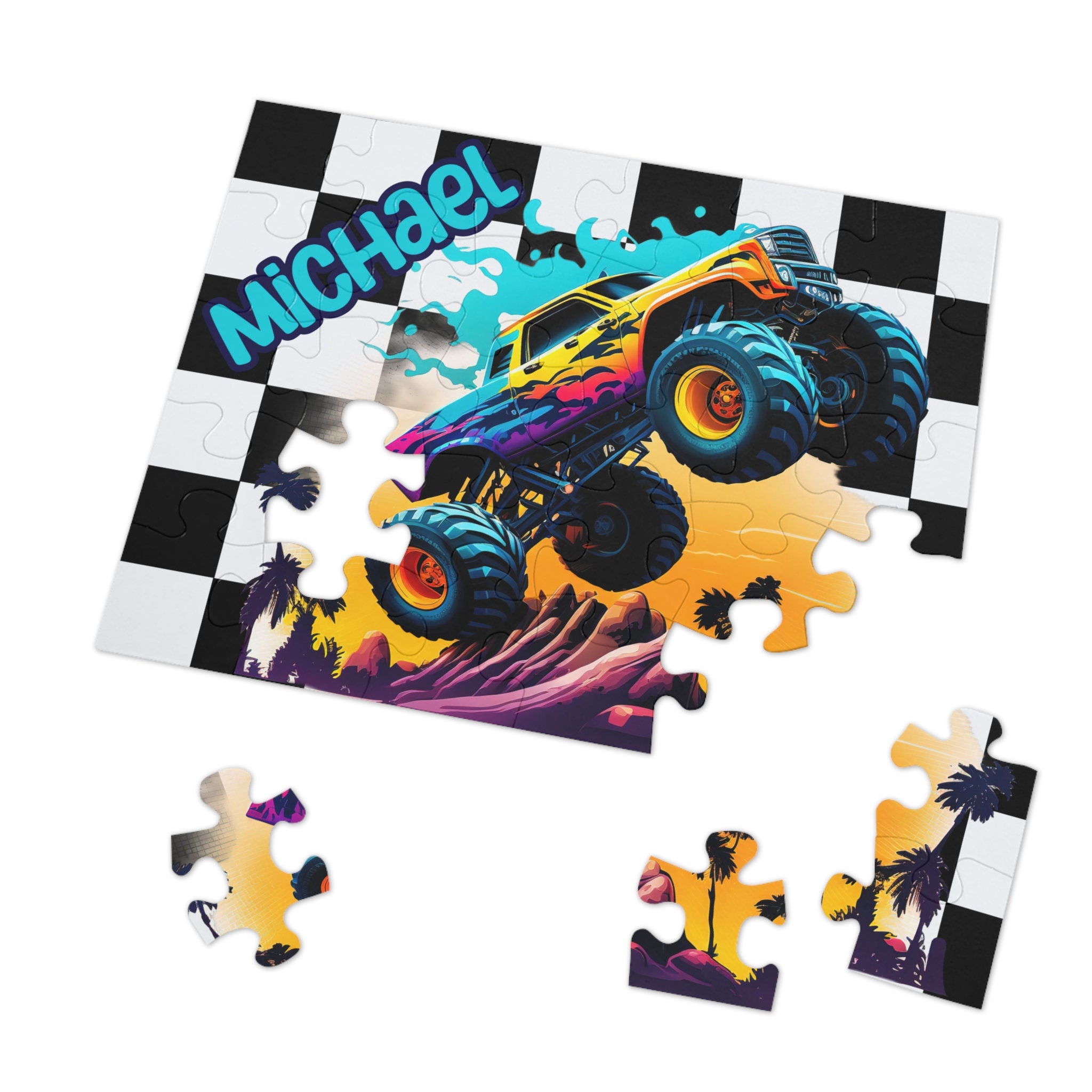 Monster Truck Boy Puzzle Gift Boy Custom Puzzle Name Puzzle Gift ...
