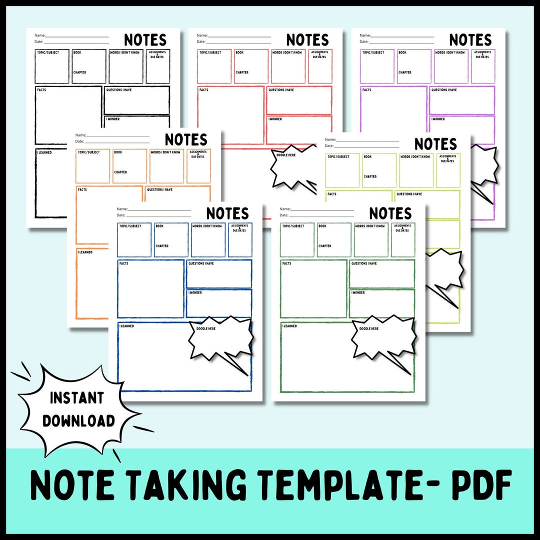 Printable Student Notes Note Writing Template Set Back to School ...