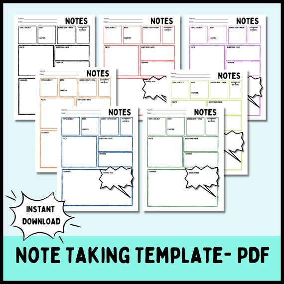 Printable Student Notes Note Writing Template Set of 7 Back - Etsy
