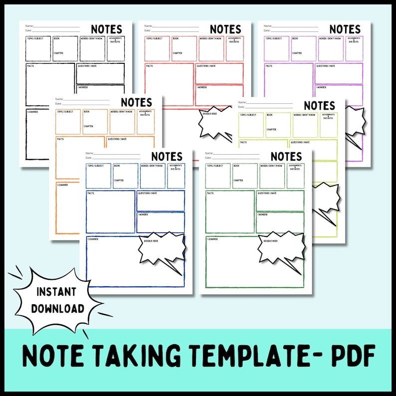 Printable Student Notes Note Writing Template Set Back to School ...