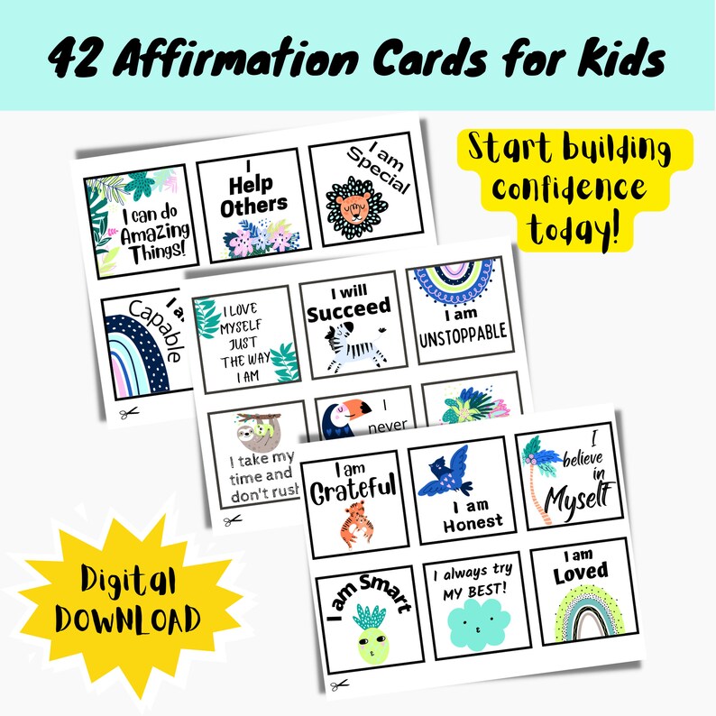 Affirmation Printable Cards for Kids Daily Affirmations Children Gifts ...