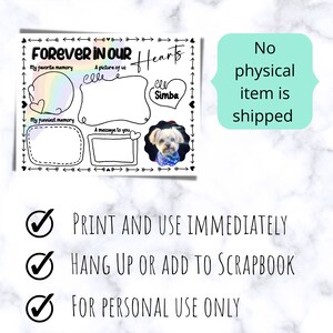 Pet Memorial Pet Loss Gifts Personalized Pet Activity for Kids Pet ...