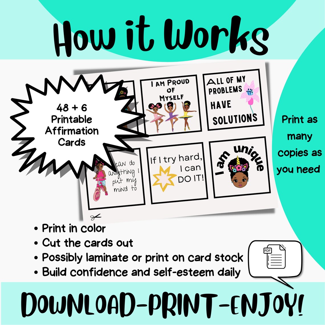 Affirmations for Black Girls Affirmation for Girls Self Love Black Girl ...