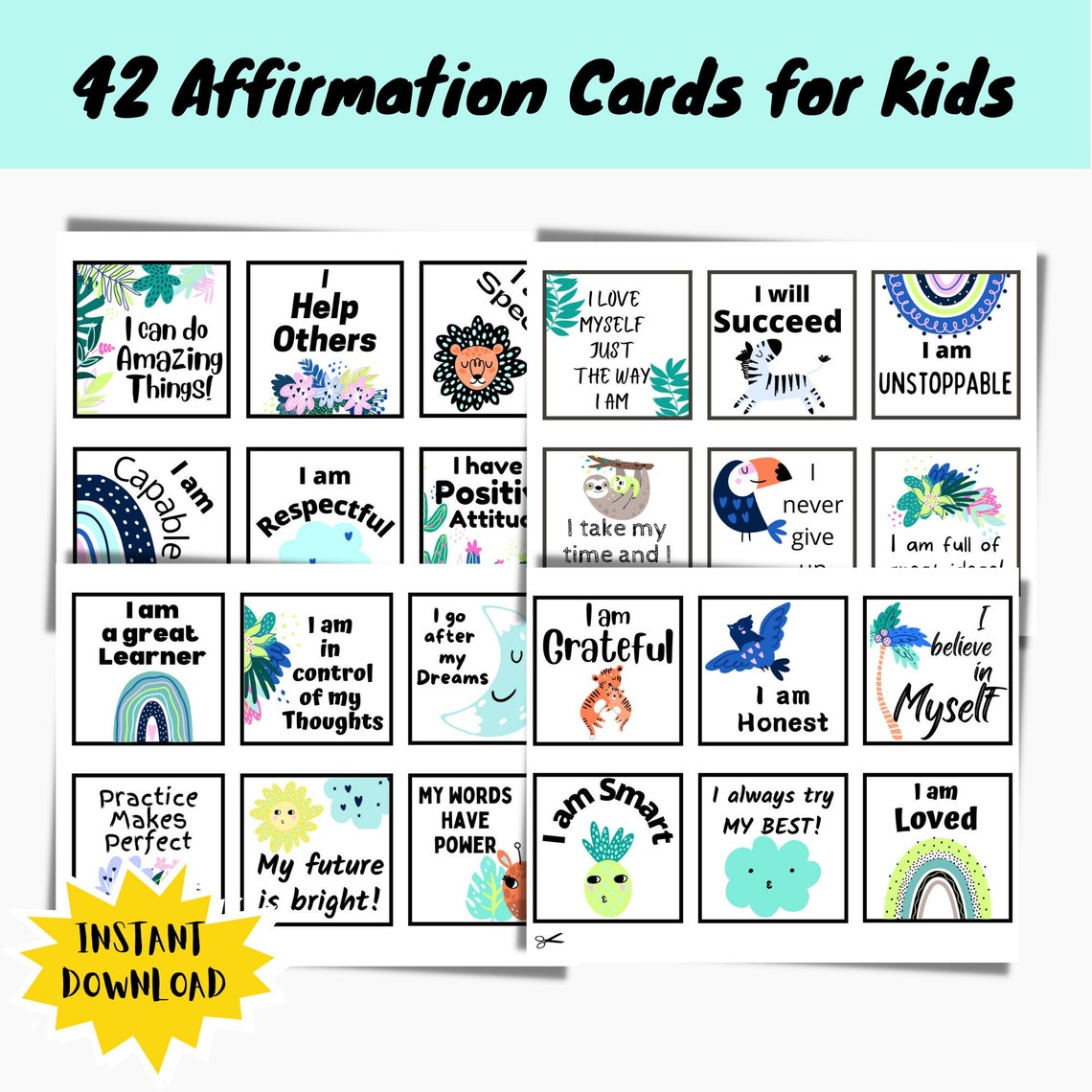 Affirmation Printable Cards for Kids Daily Affirmations - Etsy Australia