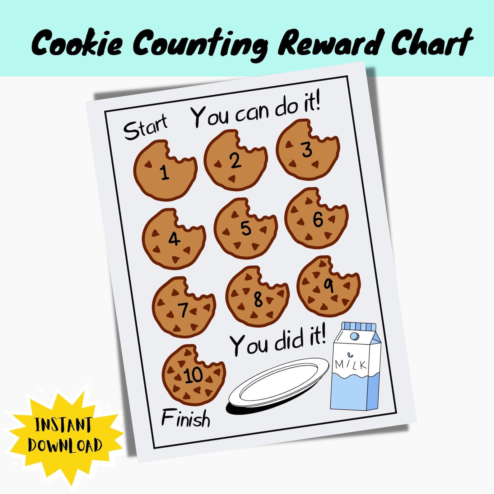 Digital Reward Chart Printable Cookie Counting Chart Home School ...