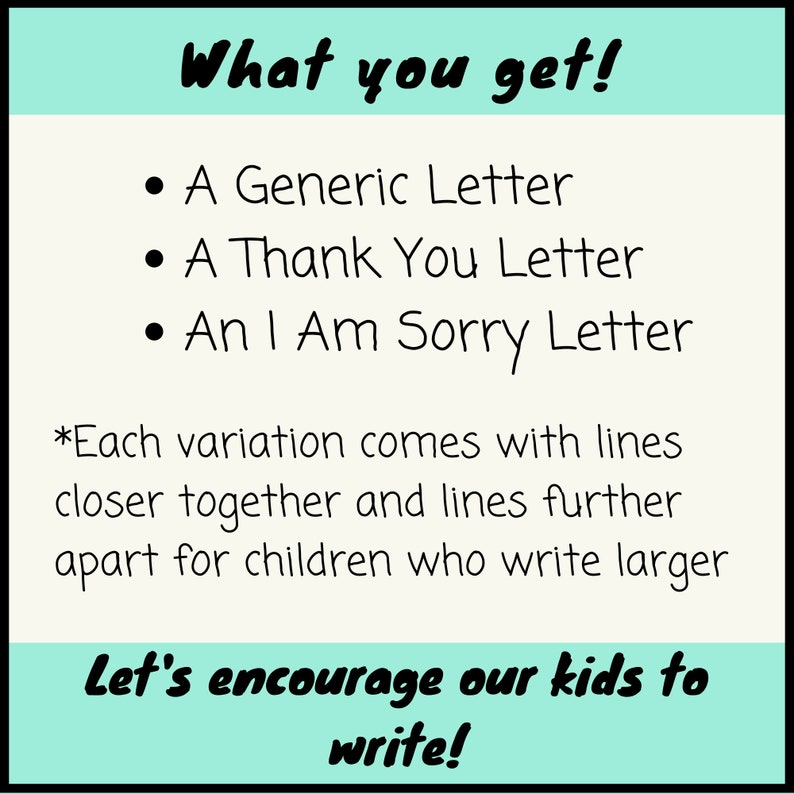 Letter Writing Set for Kids, Printable Stationary for Kids, Lined Paper ...