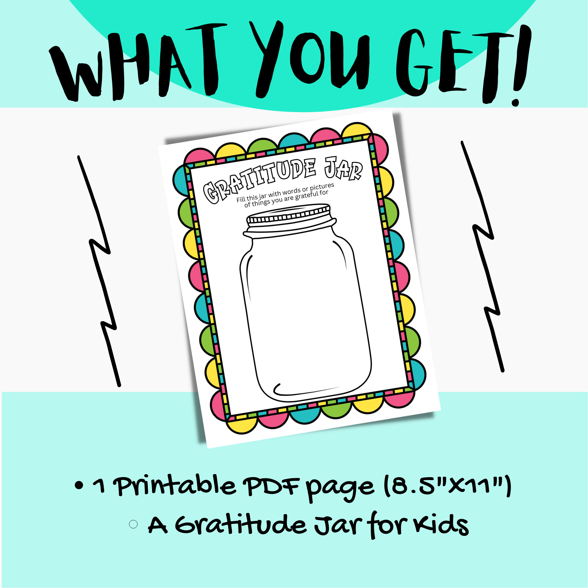 Gratitude Journal Page for Kids, Printable Gratitude Jar, DIGITAL ...