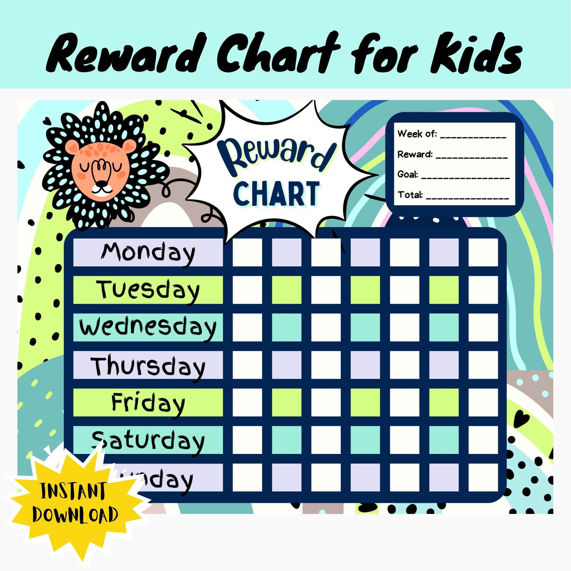 Reward Chart for Kids Toddlers Daycare and Classrooms Positive Behavior ...
