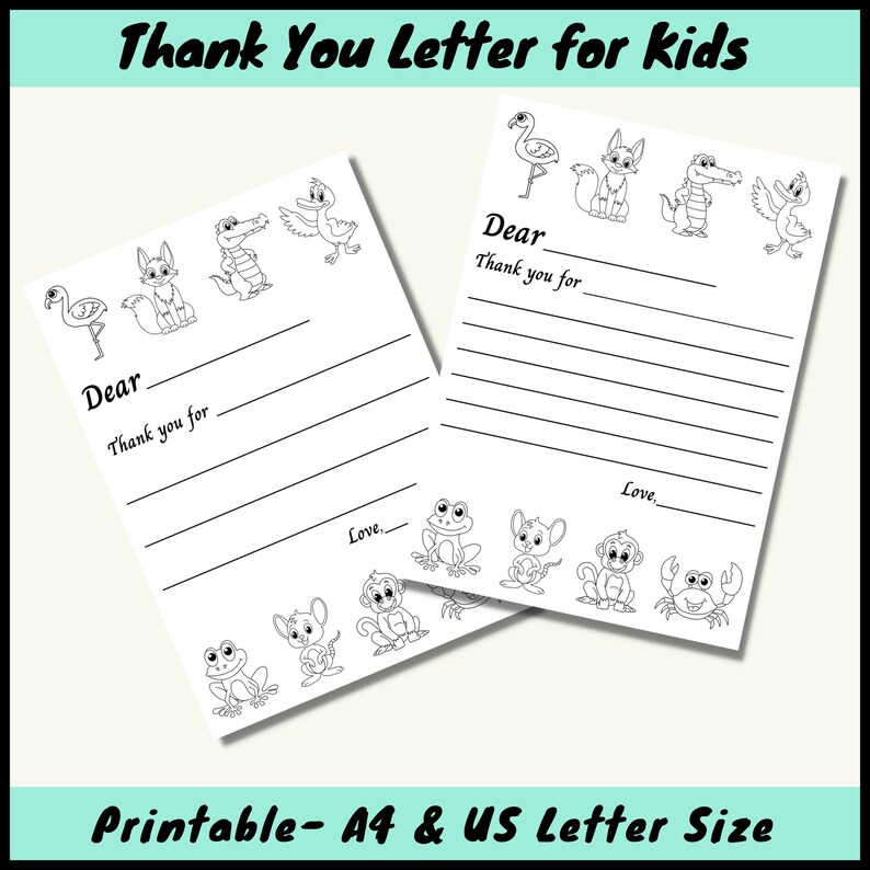 Letter Writing Set for Kids Printable Stationary for Kids - Etsy
