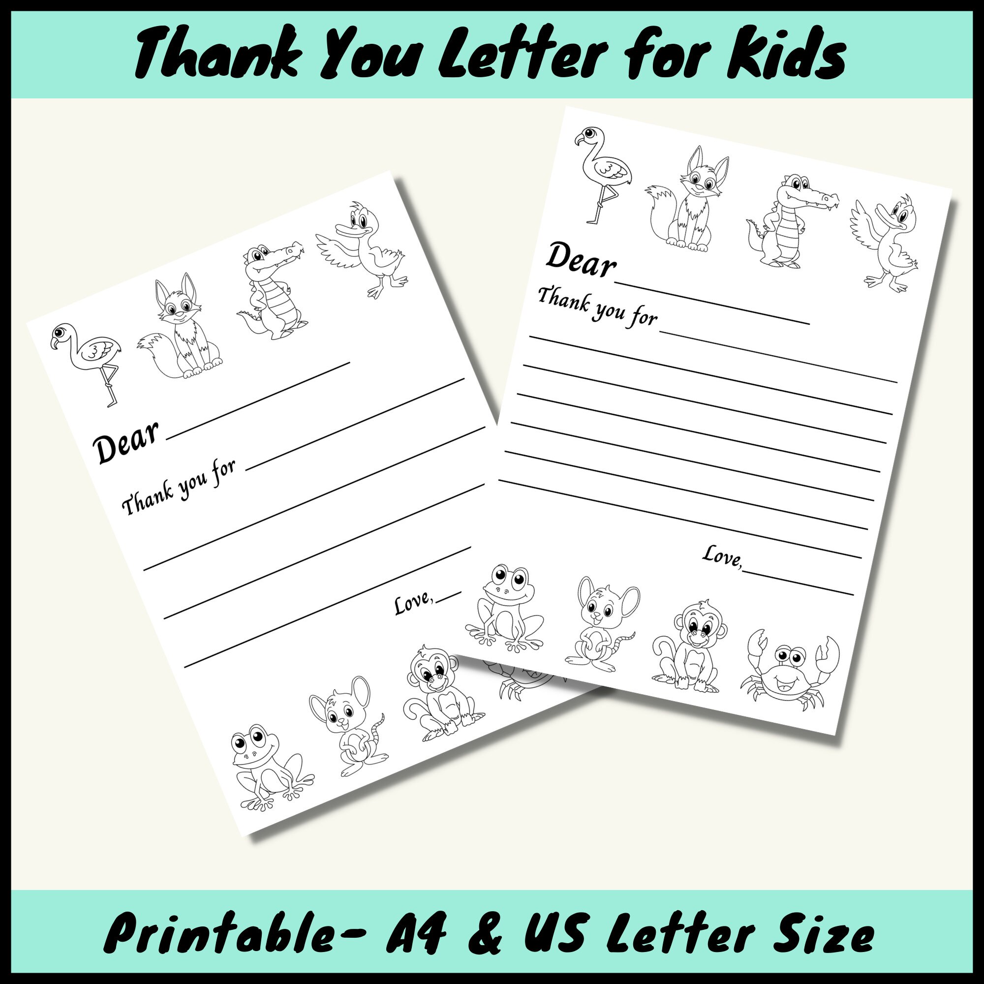 Letter Writing Set for Kids Printable Stationary for Kids - Etsy