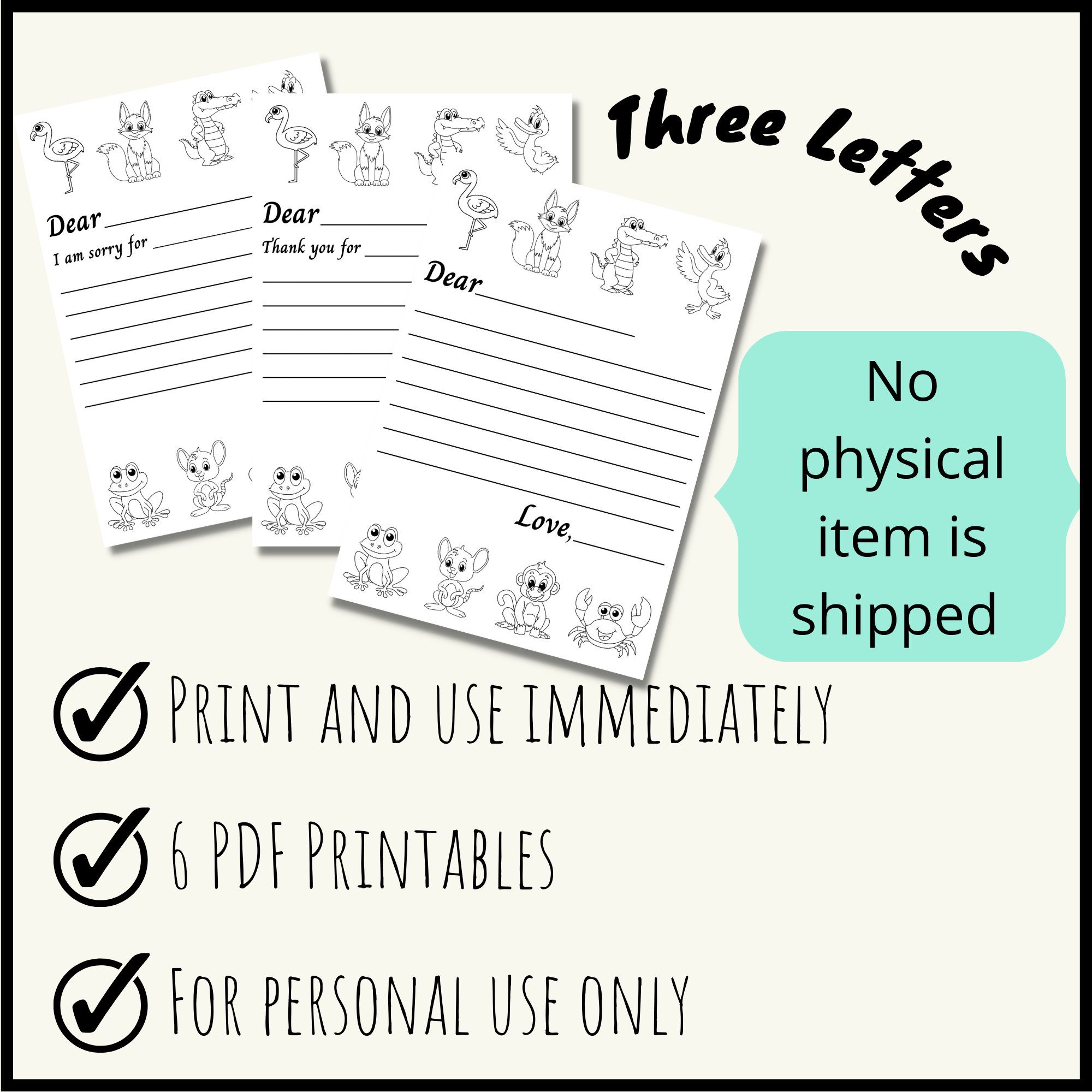 Letter Writing Set for Kids Printable Stationary for Kids - Etsy