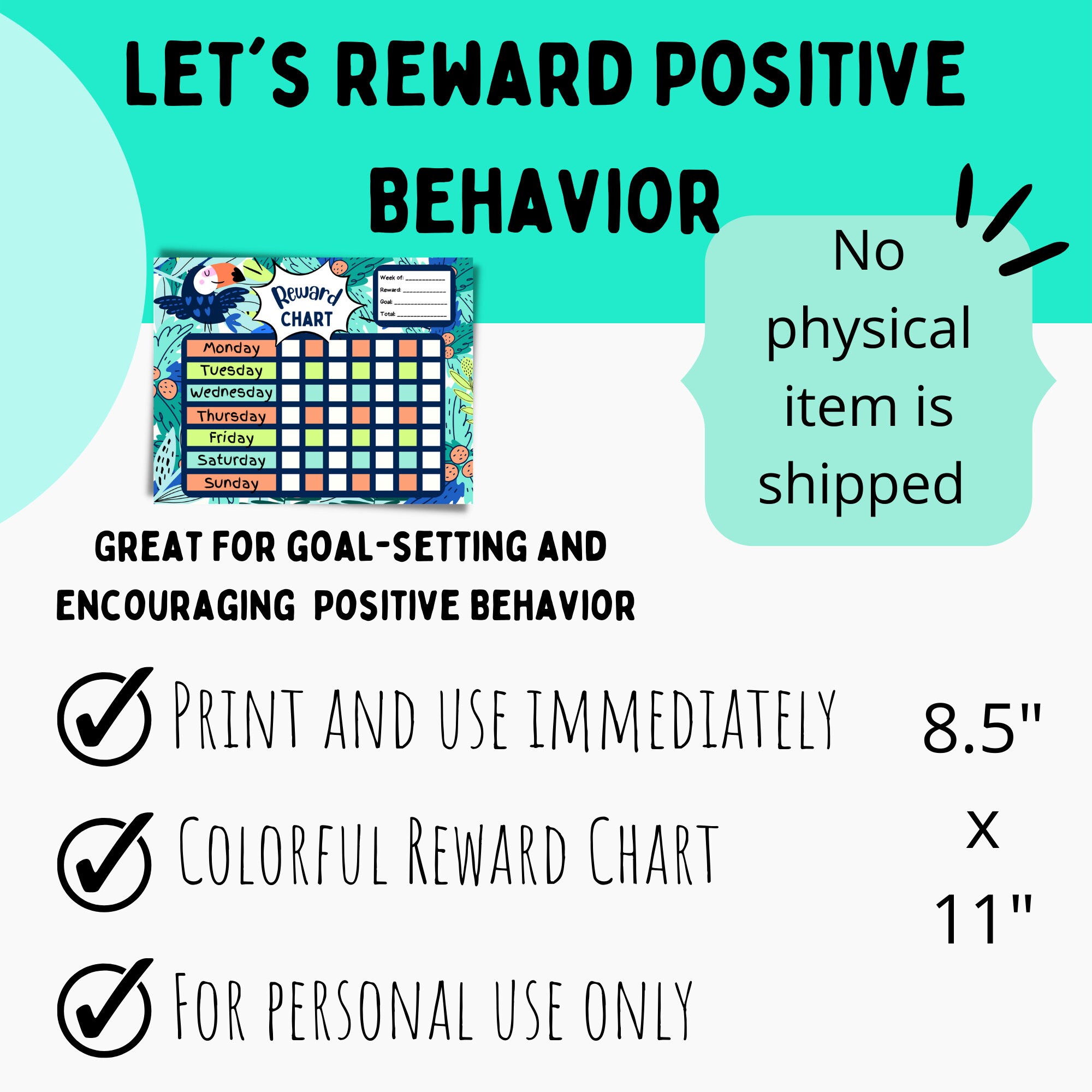 Reward Chart for Kids, Toddlers, Daycare, and Classrooms, Positive ...