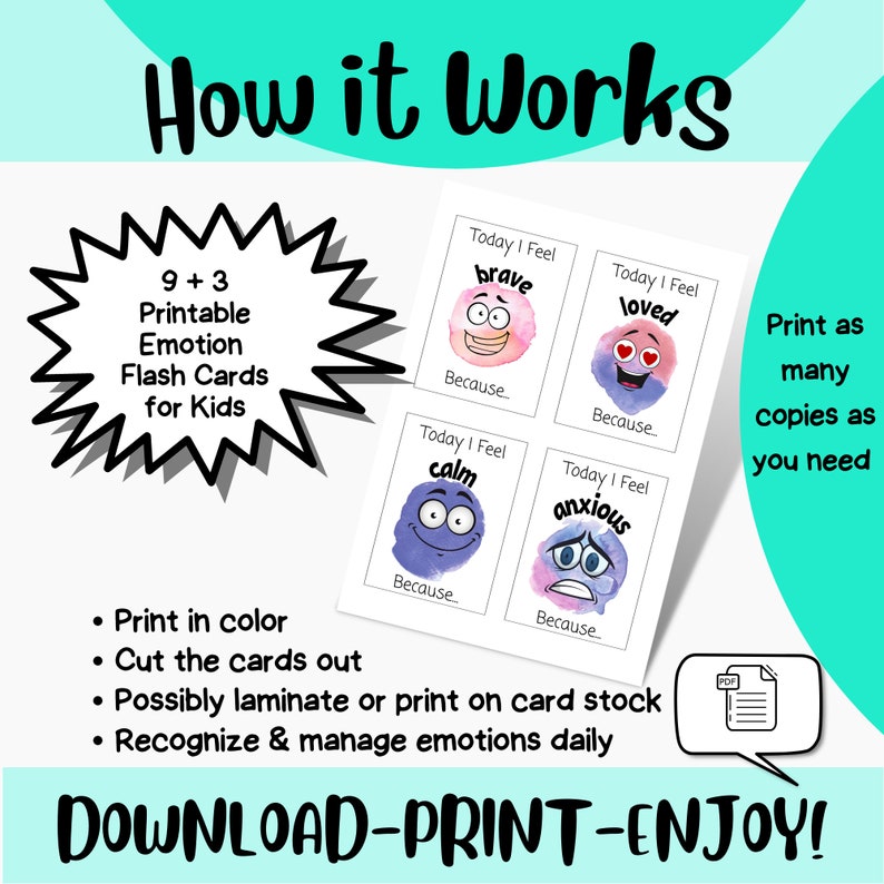 Tarjetas flash de emociones para niños, tarjetas imprimibles en casa ...