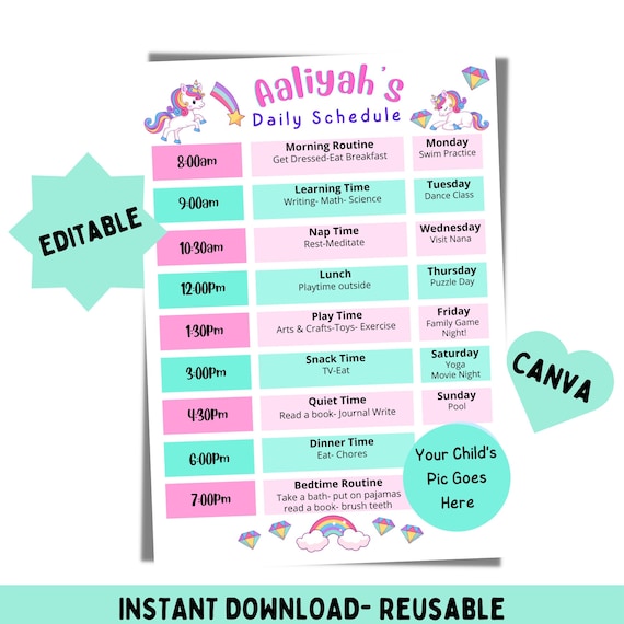 Editable Schedule Printable Daily Planner Everyday Routine - Etsy