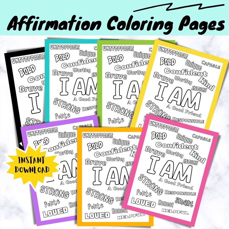 Positive Affirmations Activities for Kids Printable Motivational ...
