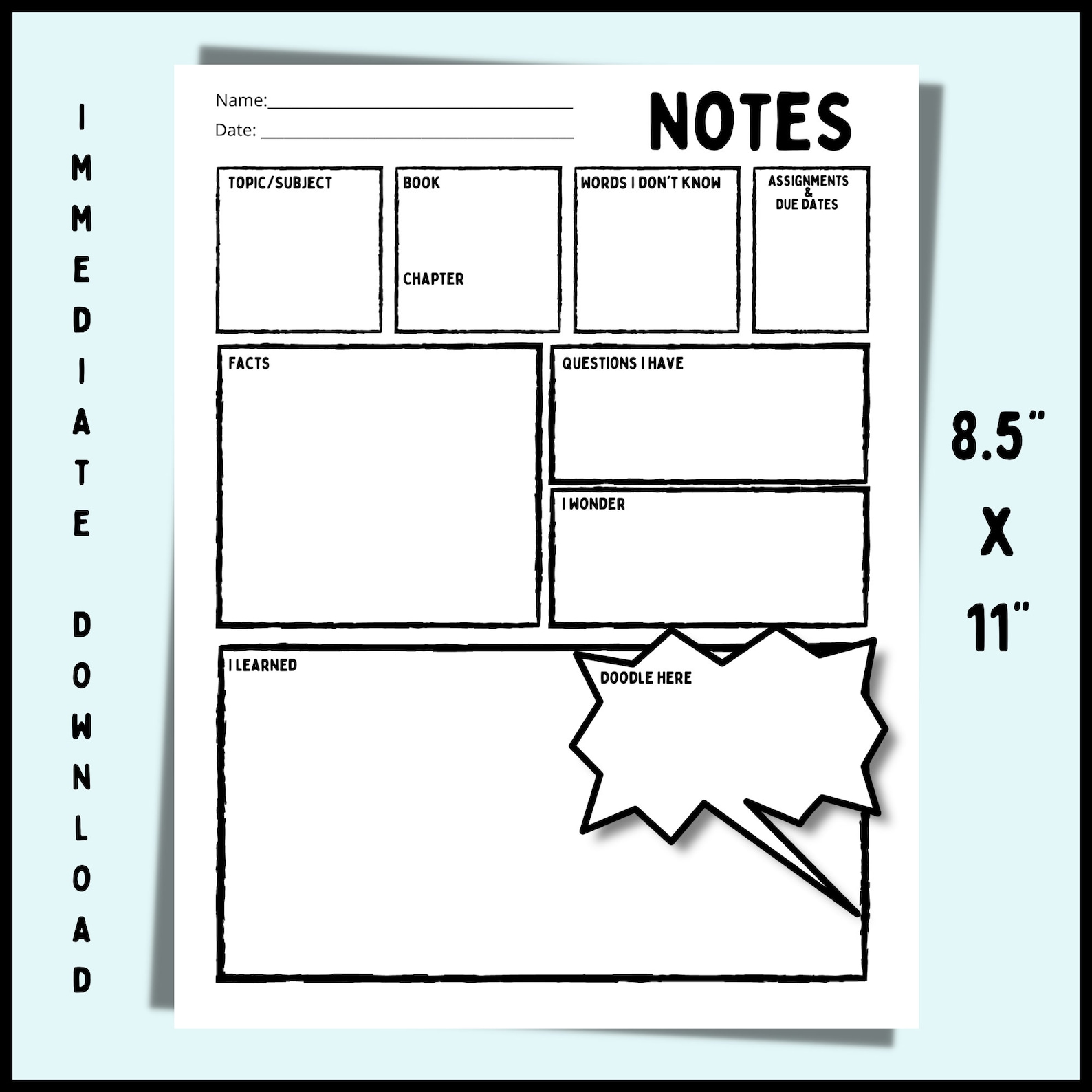 Printable Student Notes Note Writing Template Set Back to School ...