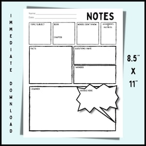 Printable Student Notes Note Writing Template Set Back to School ...