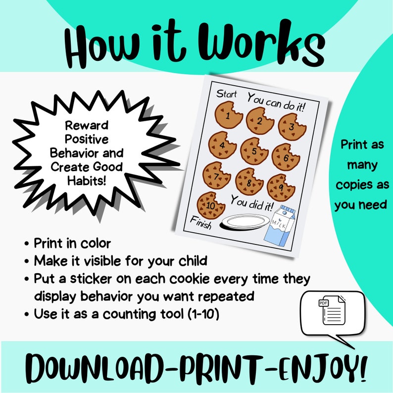 Digital Reward Chart Printable Cookie Counting Chart Home - Etsy