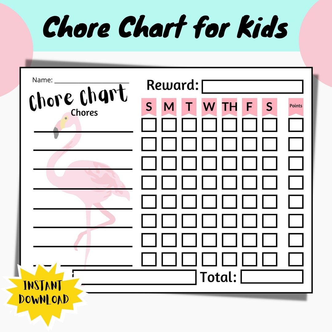 Chore Chart for Kids, Chore Tracker, Goal Setting for Children, Chore ...