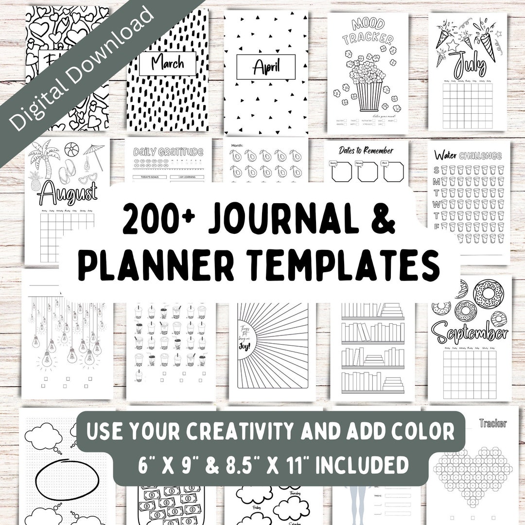 Journal Pages Printable Planner Bundle PDF Planner Template Mood ...