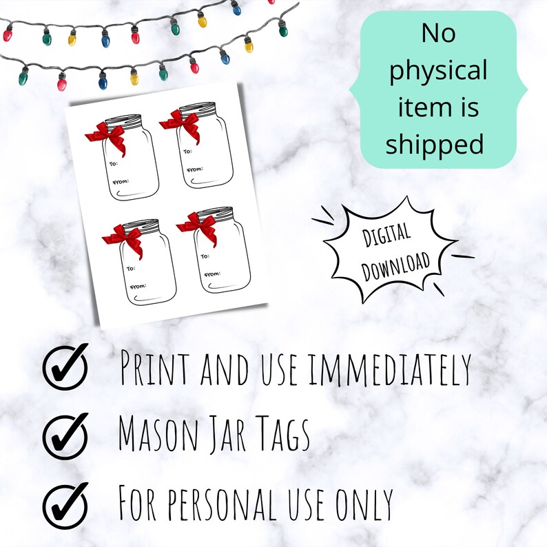 Mason Jar Gift Tags, Simplistic Gift Tags, Printable Jar Gift Tags ...