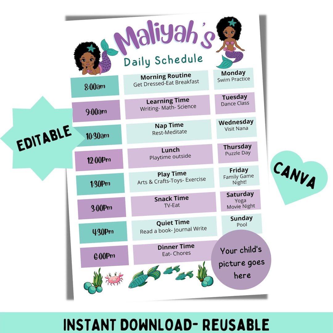 Editable Daily Schedule, Printable Daily Planner, Everyday Routine ...