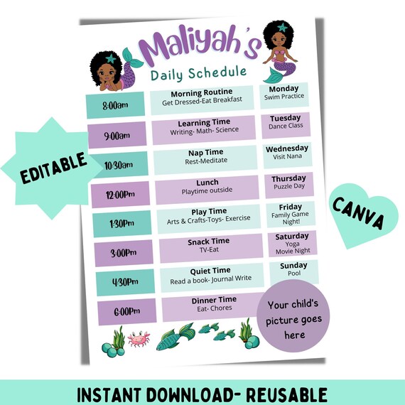 Editable Daily Schedule Printable Daily Planner Everyday - Etsy