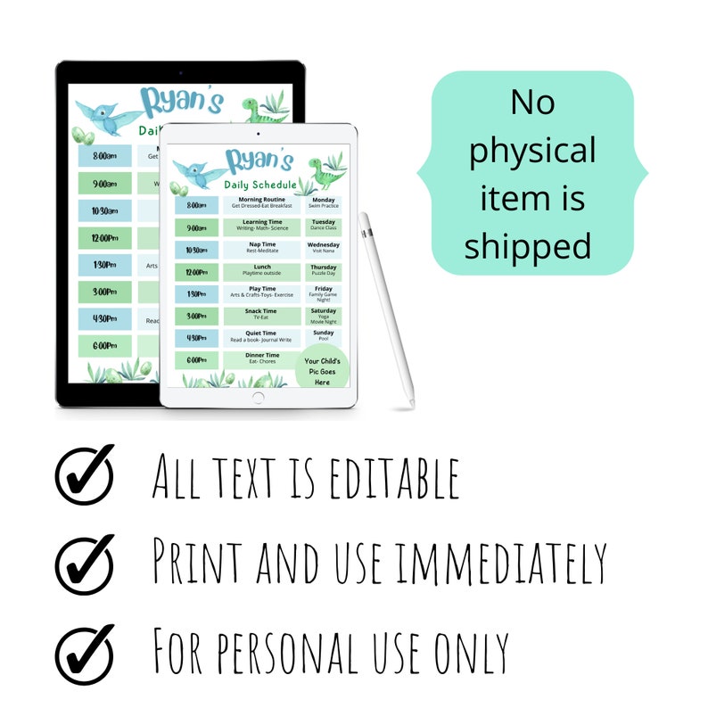Editable Schedule, Printable Daily Planner- Everyday Routine Schedule ...